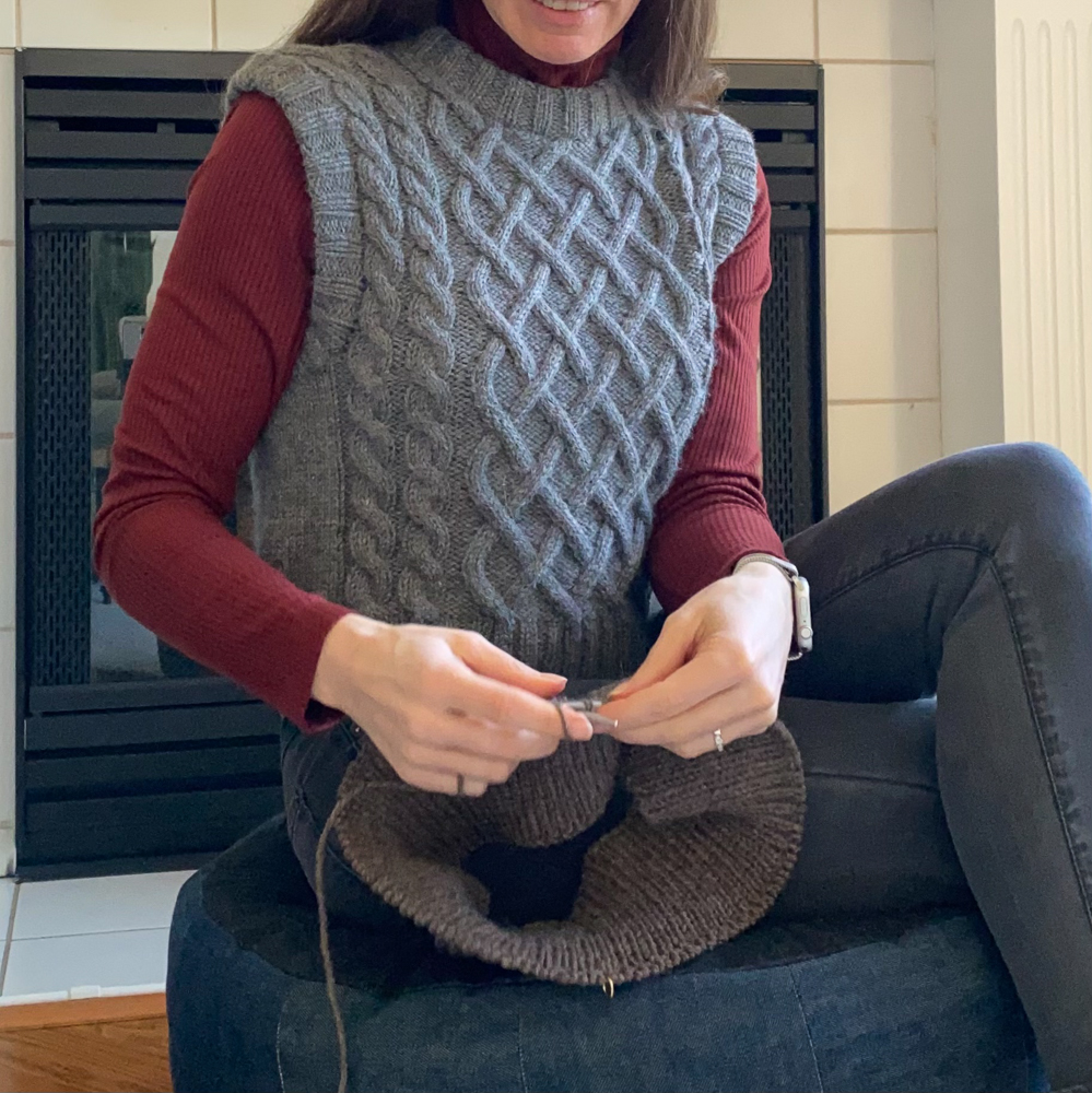 Cable knit sweater vest – Lindsay Janeane
