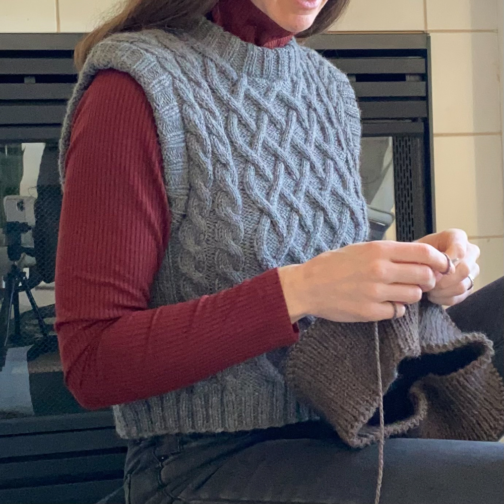 Cable knit sweater vest – Lindsay Janeane